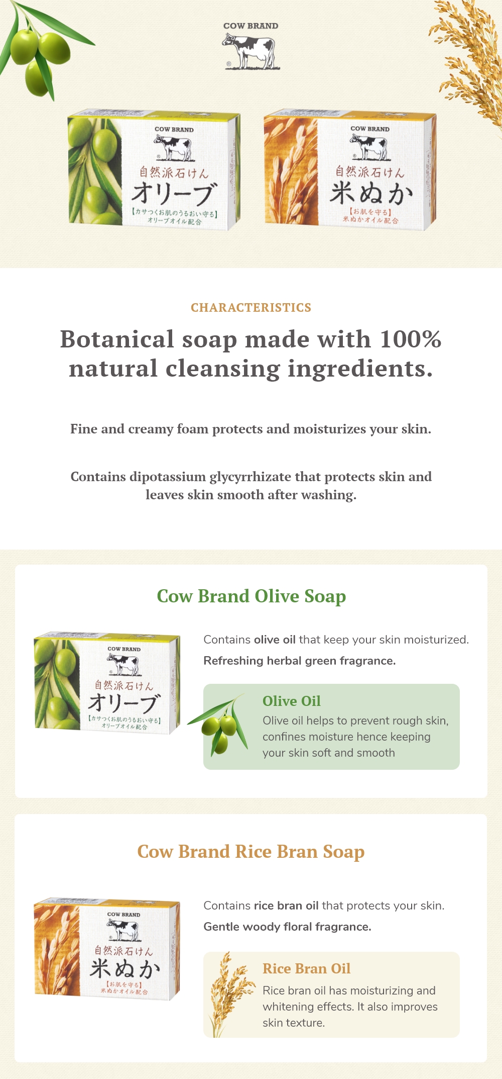 Cow Brand Rice Bran Soap 100 g x 2 pcs - Cow Style Indonesia - COW ...