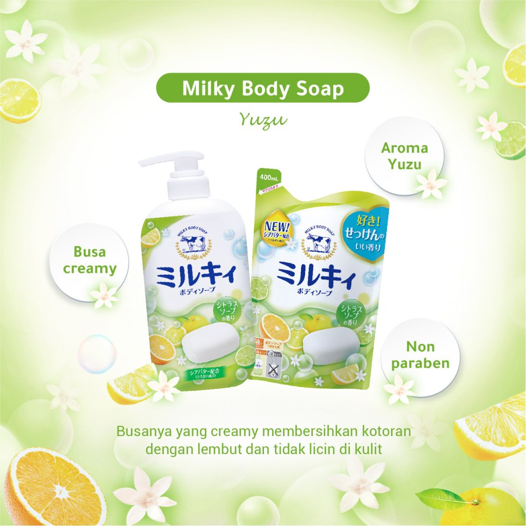 MILKY Body Soap (Yuzu) Refill 360 mL - Cow Style Indonesia - COW BRAND SOAP KYOSHINSHA